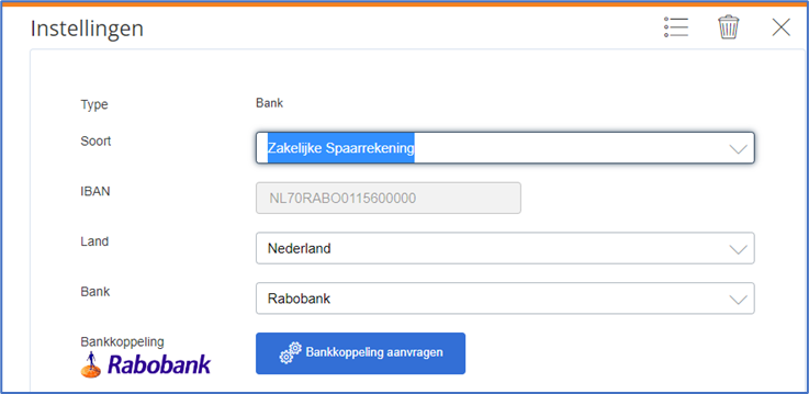 Nieuwe bankkoppeling Rabobank aanvragen